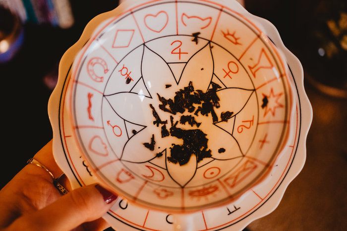 Tasseomancy. divination through tea grounds